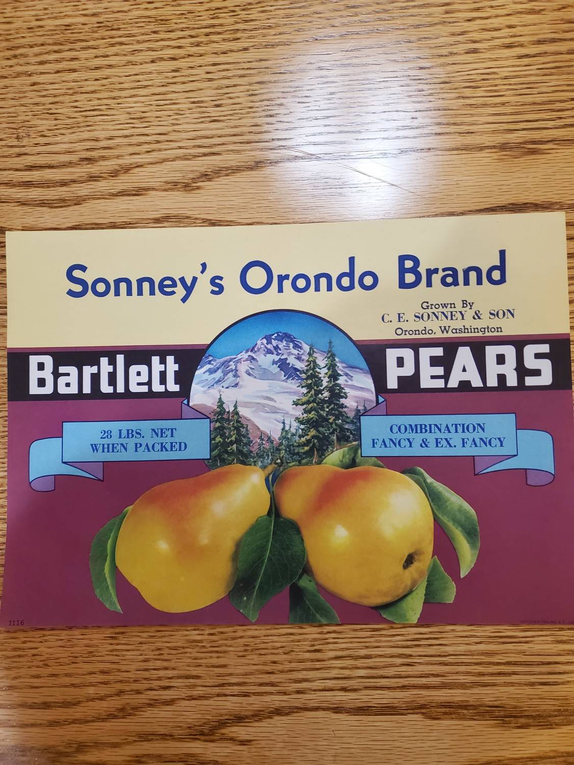 Sonney's Orondo Fruit Crate Label - Yakima Valley Labels