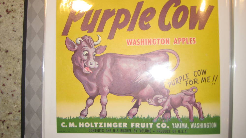 Purple Cow Fruit Crate Label - Yakima Valley Labels