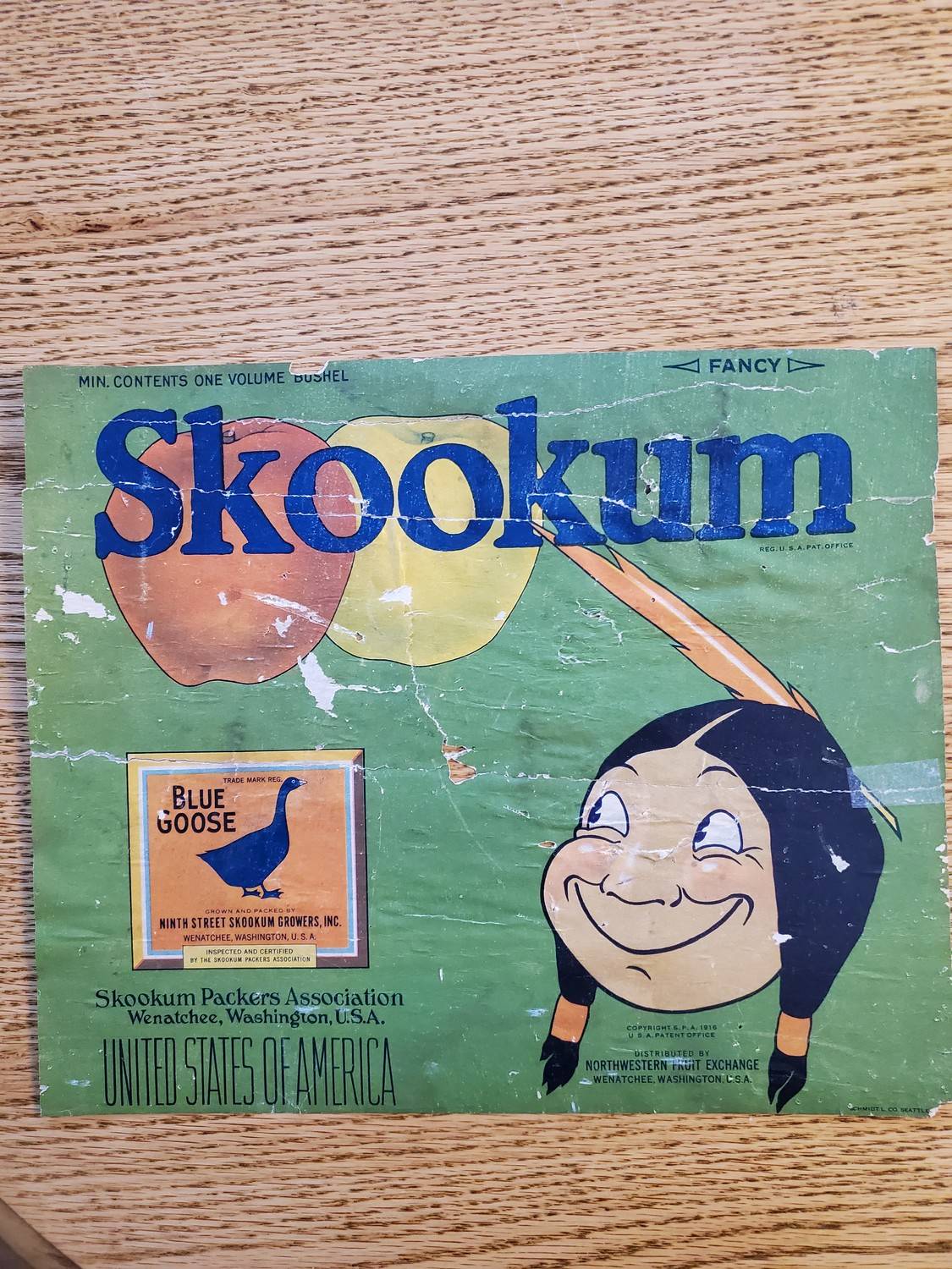 Skookum AFG Ninth ST Green Fancy Min Contents Fruit Crate Label ...