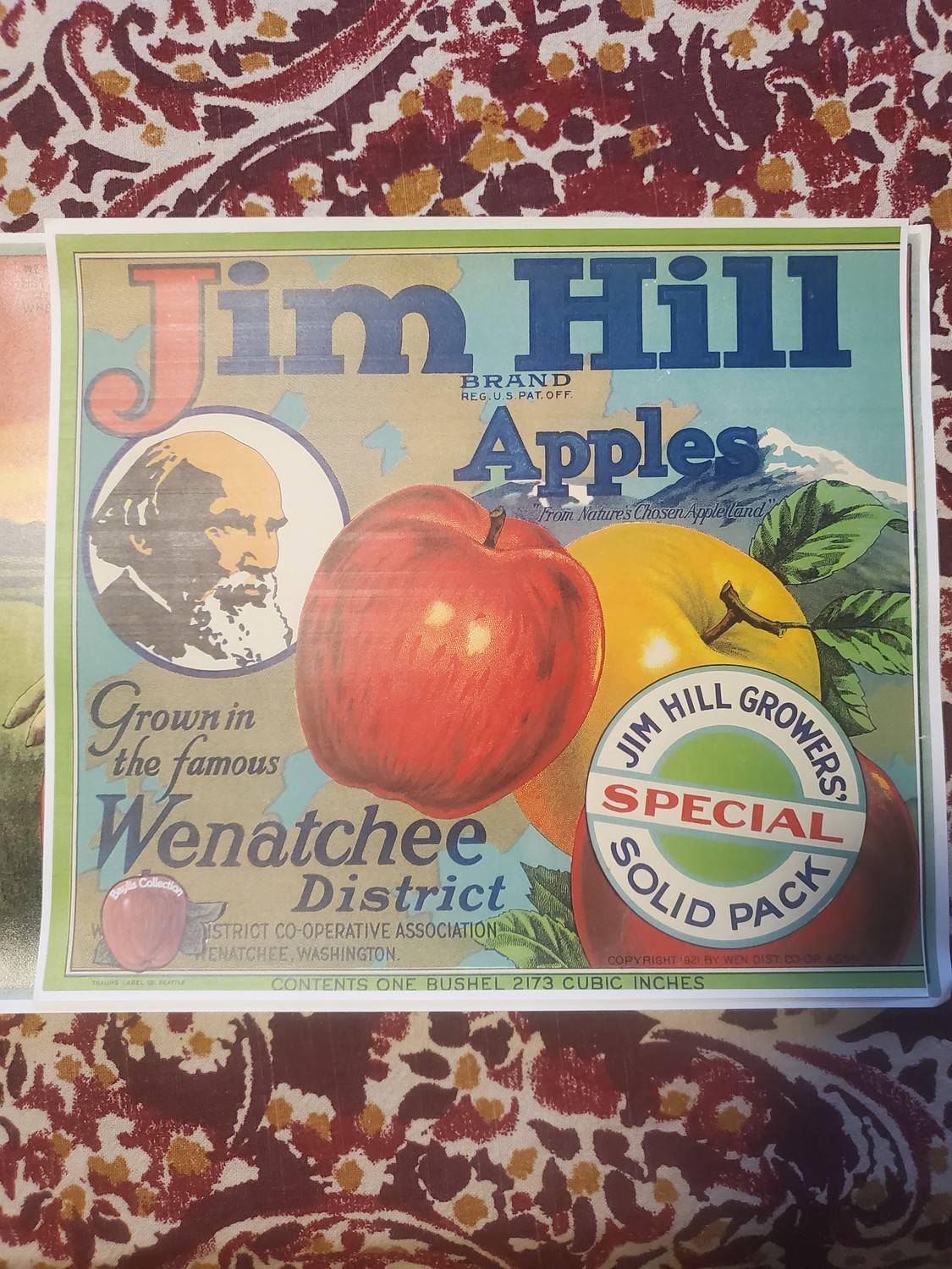 Jim Hill Green Traung Jim Hill Growers Fruit Crate Label - Yakima ...
