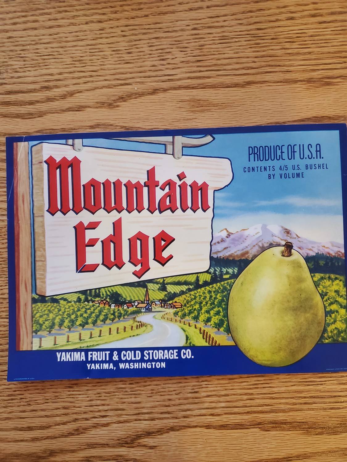 Mountain Edge No Zip Fruit Crate Label - Yakima Valley Labels
