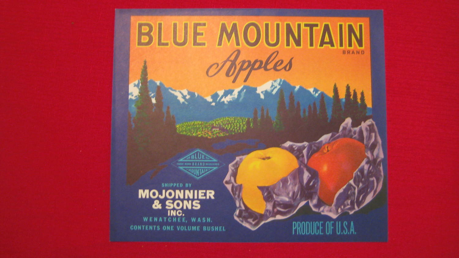 Blue Mountain Fruit Crate Label - Yakima Valley Labels