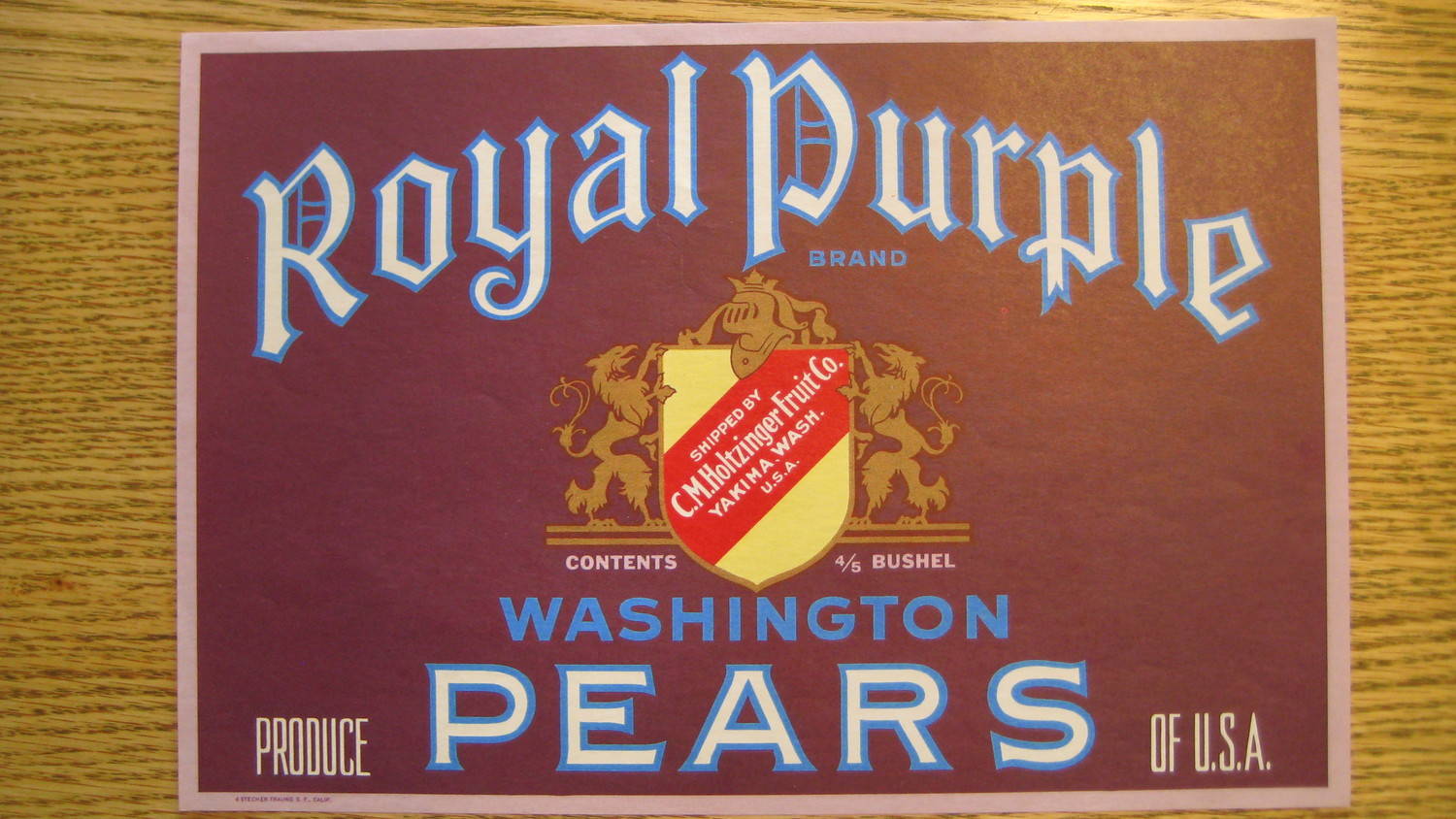 Royal Purple Fruit Crate Label - Yakima Valley Labels