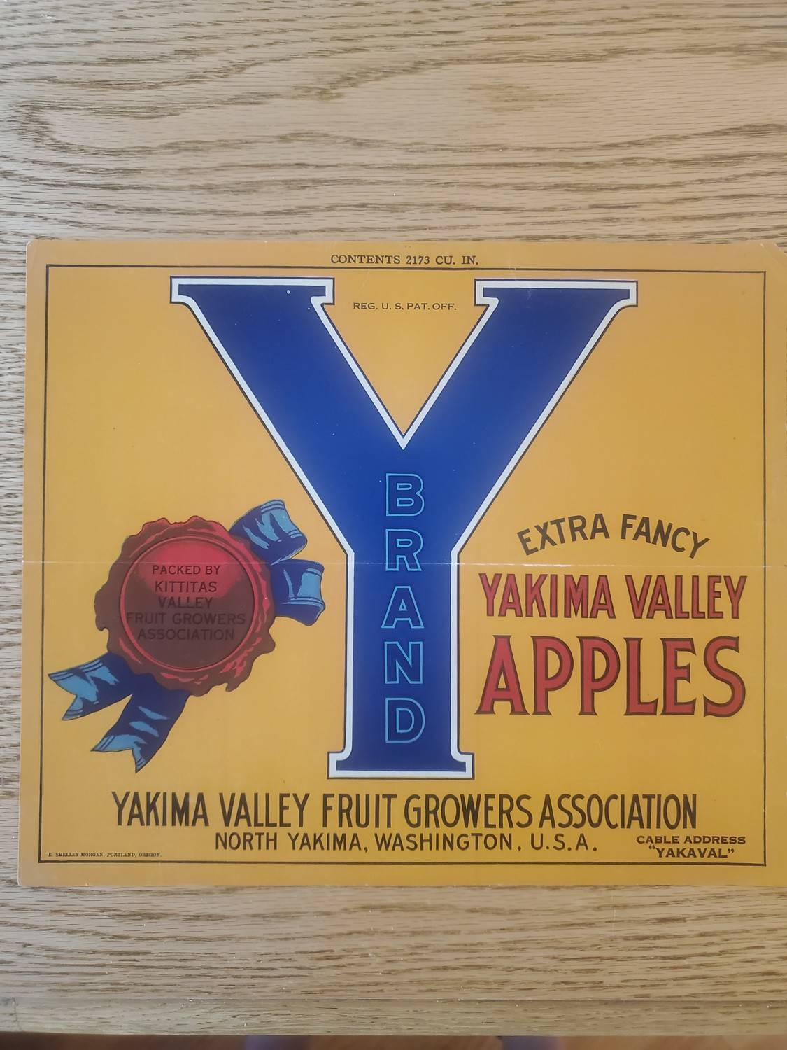 Y Brand North Yakima Kittatas Fruit Crate Label - Yakima Valley Labels