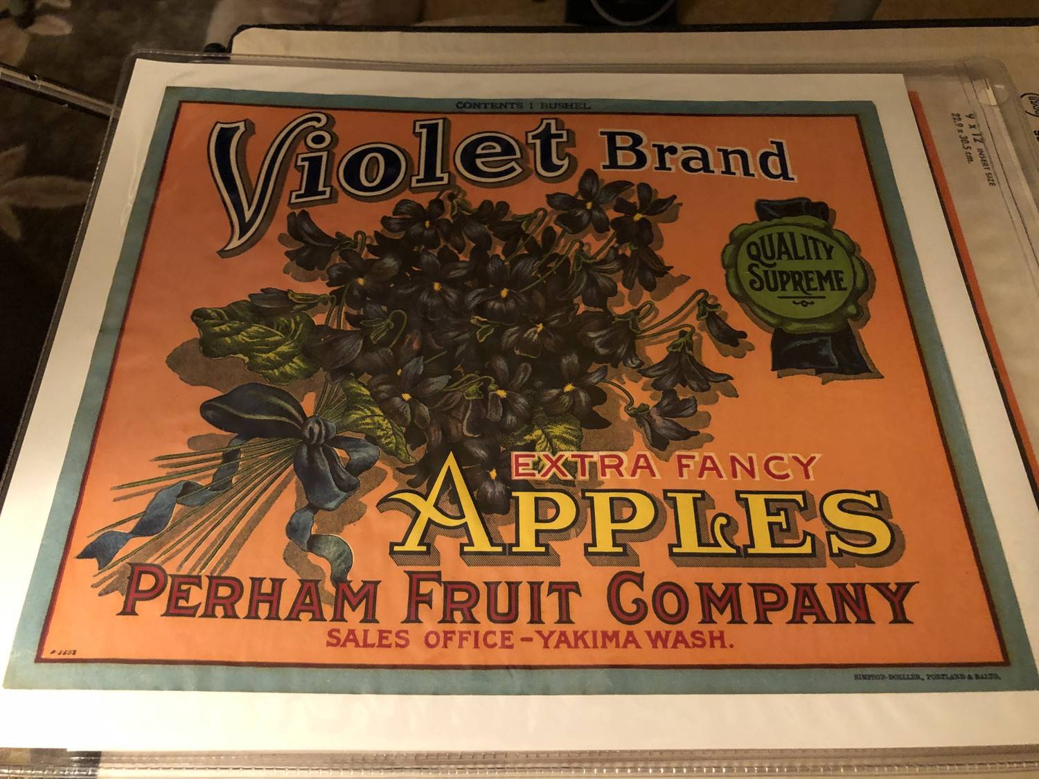 Violet Quality Supreme Fruit Crate Label - Yakima Valley Labels