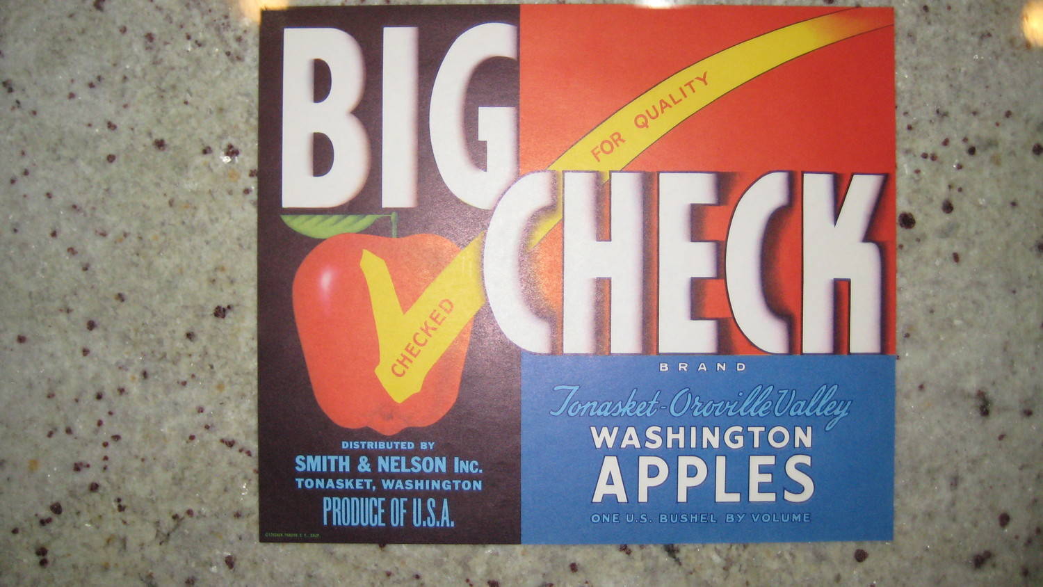 Big Check Fruit Crate Label - Yakima Valley Labels
