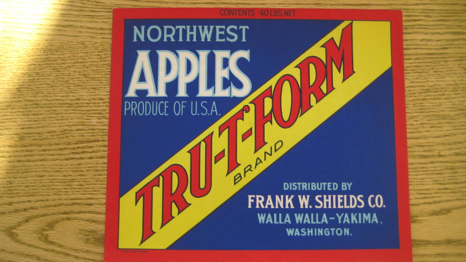 Tru-T-Form Fruit Crate Label - Yakima Valley Labels