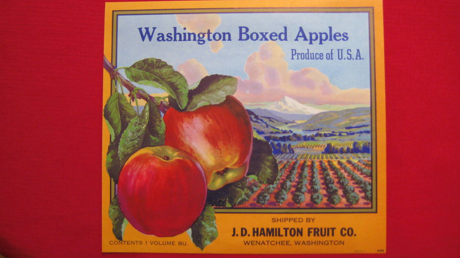 Washington Boxed Apples Fruit Crate Label - Yakima Valley Labels