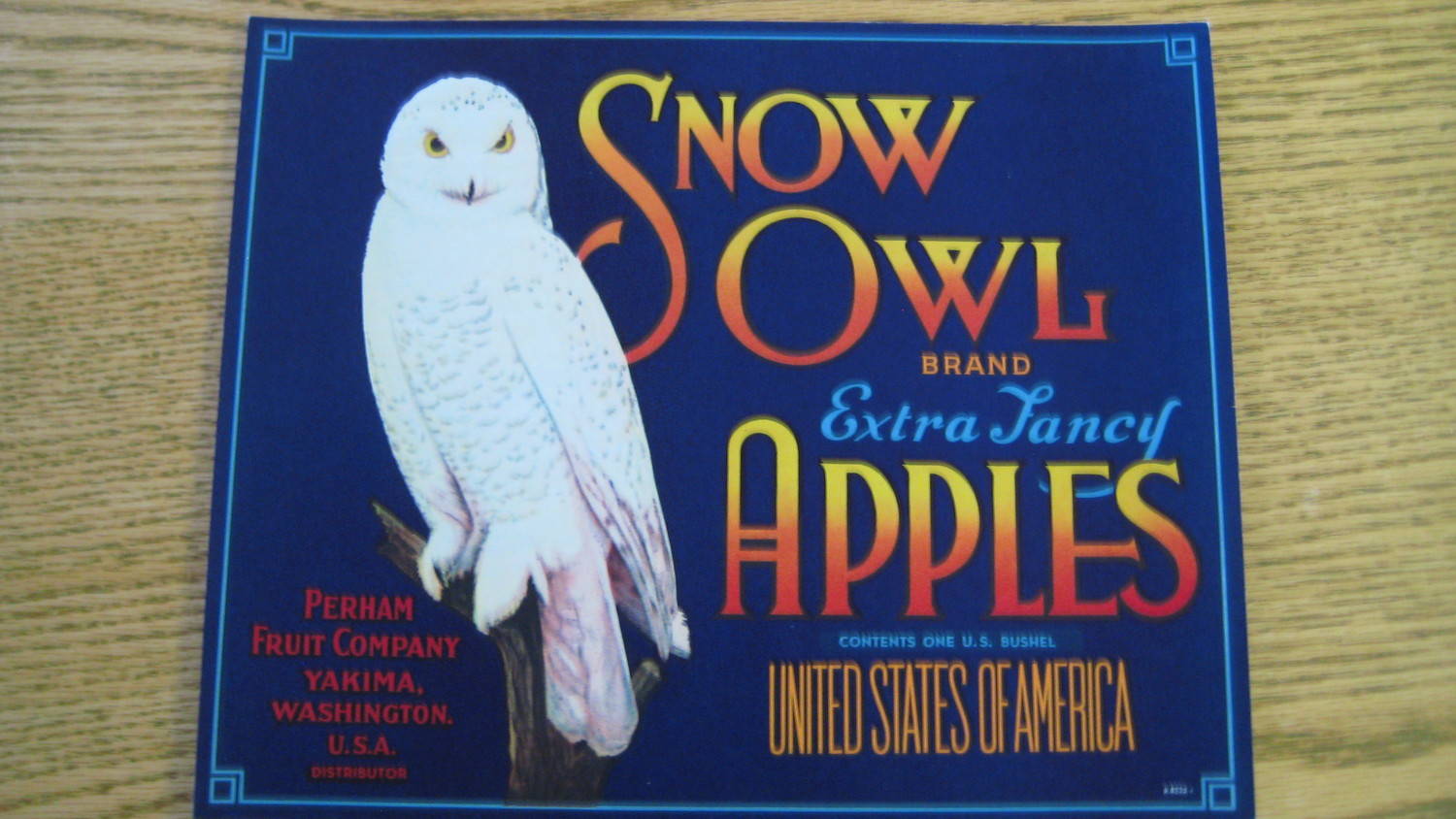 Snow Owl Fruit Crate Label - Yakima Valley Labels