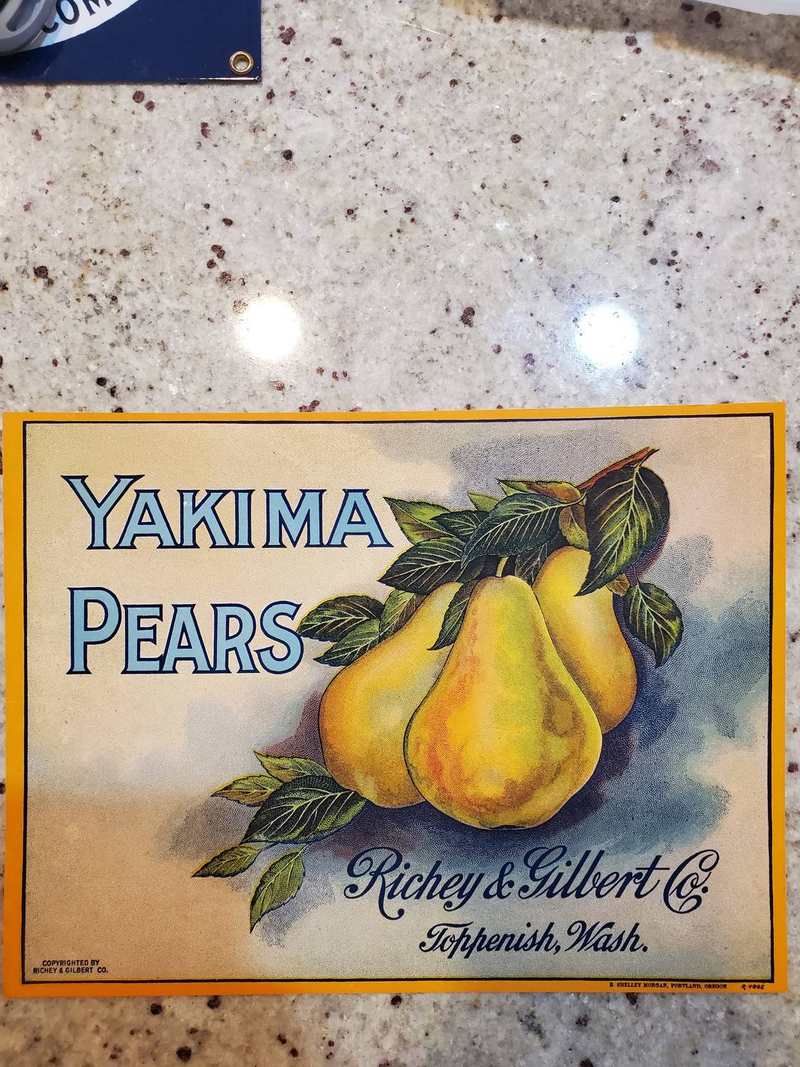 Yakima Pears Shelley Morgan Fruit Crate Label - Yakima Valley Labels