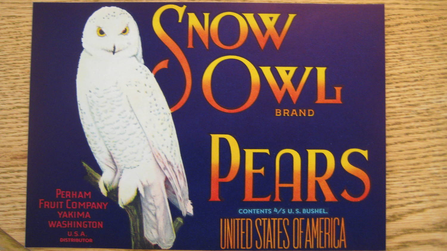 Snow Owl Fruit Crate Label - Yakima Valley Labels