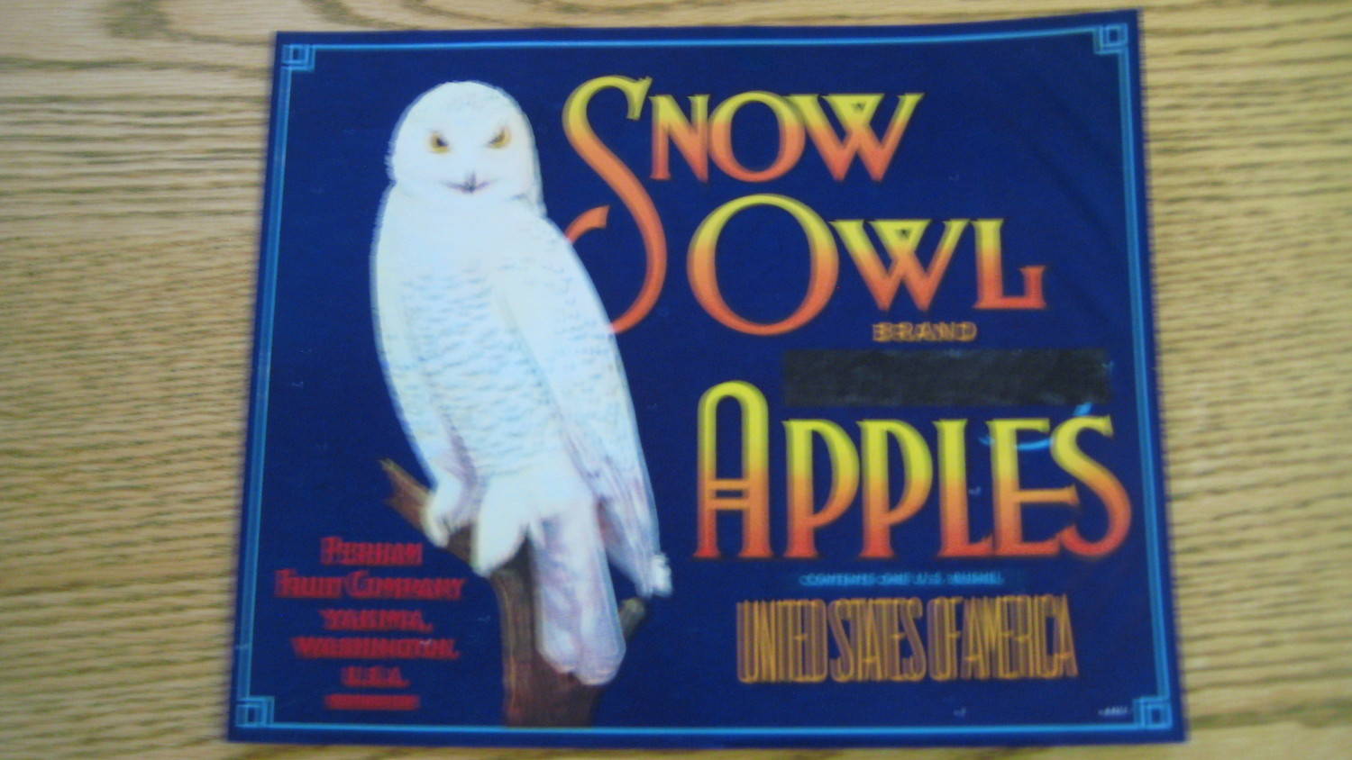 Snow Owl Fruit Crate Label - Yakima Valley Labels
