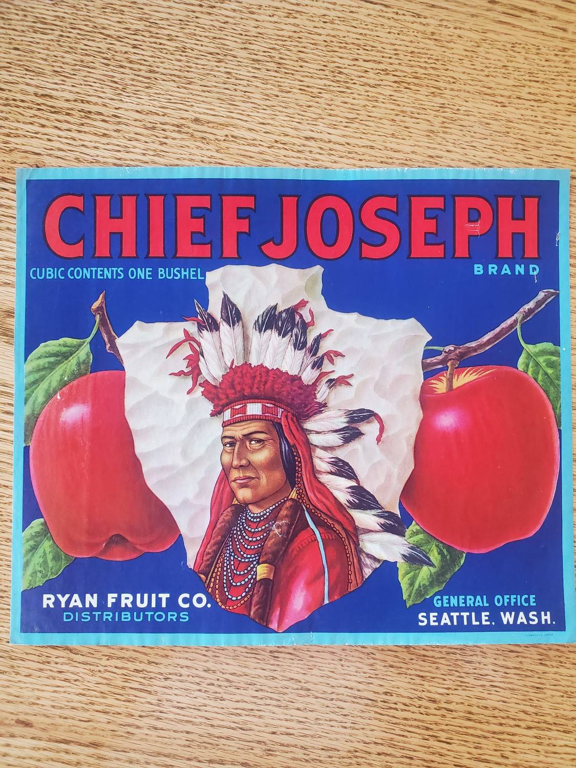 Chief Joseph Schmidt LR Fruit Crate Label - Yakima Valley Labels