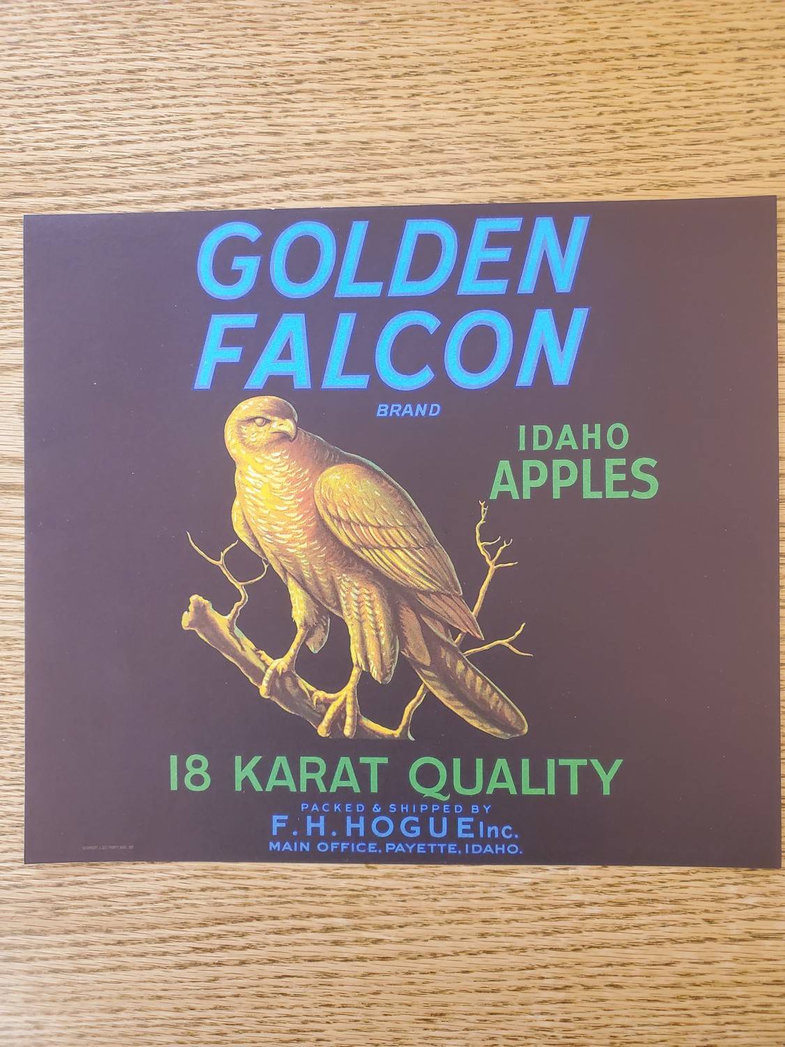 Golden Falcon Fruit Crate Label - Yakima Valley Labels
