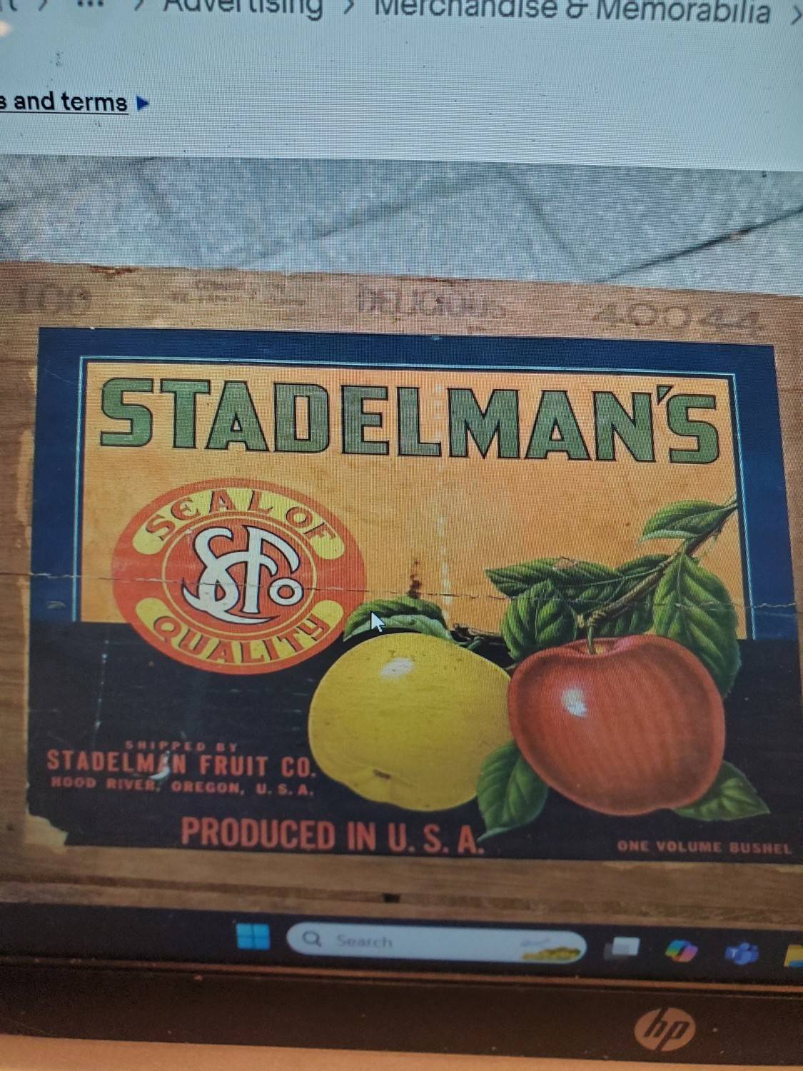 Stadelman's Hood River Fruit Crate Label - Yakima Valley Labels