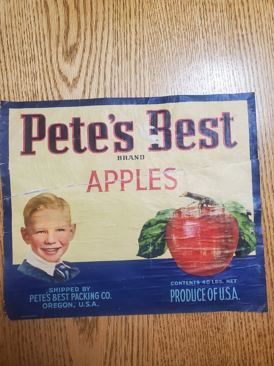 Pete's Best Oregon 40 LBS Fruit Crate Label - Yakima Valley Labels